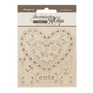 Stamperia Decorative Chips - Baby - Heart and Bears - SCB283 | Thats Crafty