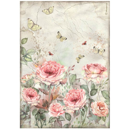 Stamperia A4 Rice Paper - Timeless - Big Roses - DFSA41032 | Thats Crafty