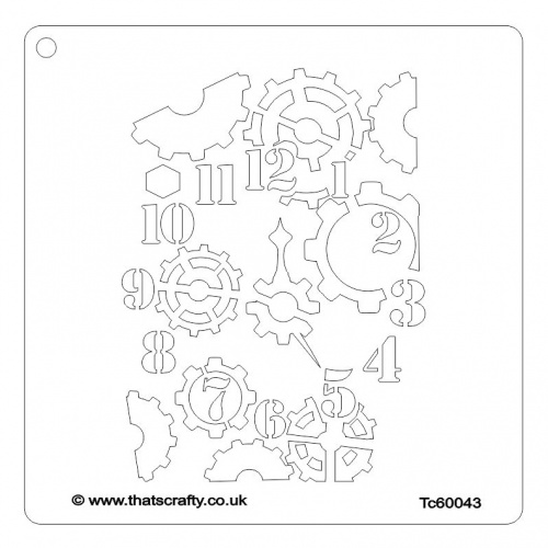 That's Crafty! 6ins x 6ins Stencil - Cog Clock - TC60043 | Thats Crafty