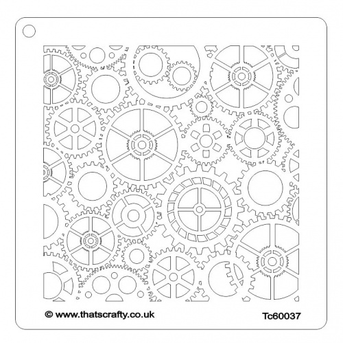 That's Crafty! 6ins x 6ins Stencil - Cogs - TC60037 | Thats Crafty